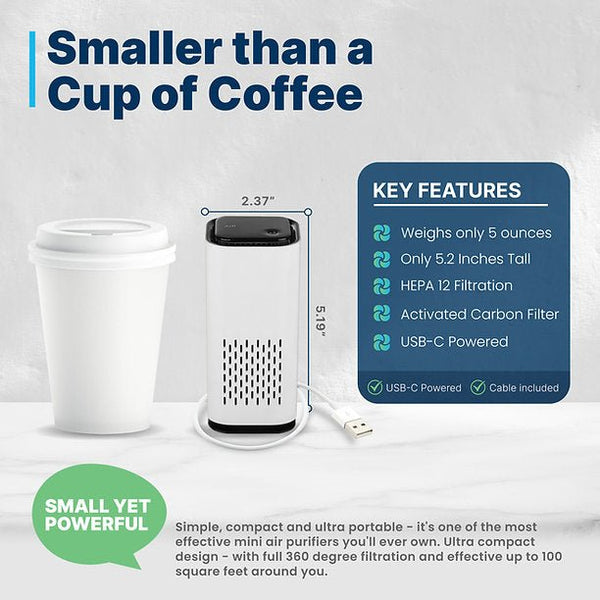 KIKI Pure Mini A1 HEPA 12 USB-C Powered Mini Air Purifier